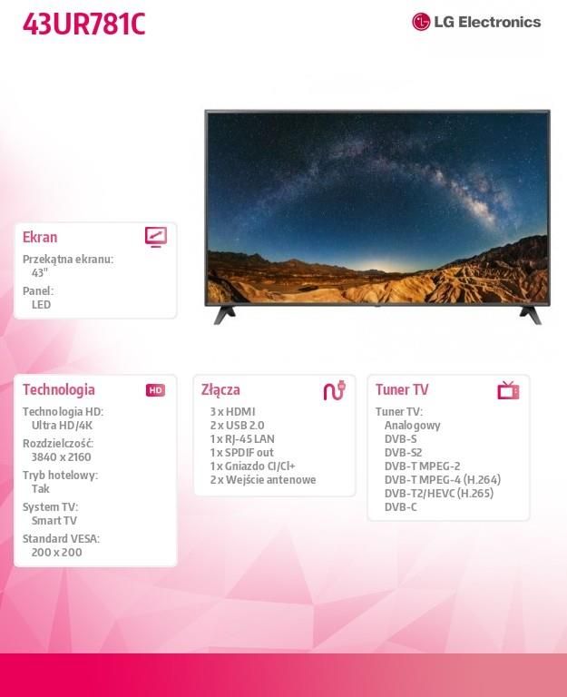 Telewizor LG 43UR781C 43 cale - Opinie i ceny na Ceneo.pl