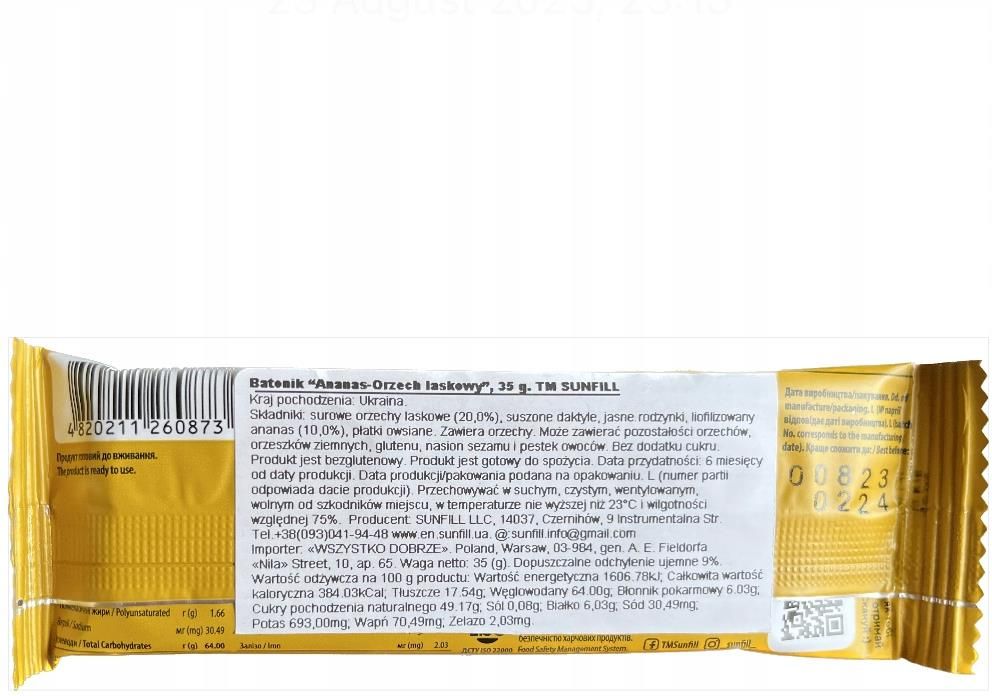Sunfill Batonik Ananas-Orzech Laskowy 35g - Ceny i opinie - Ceneo.pl