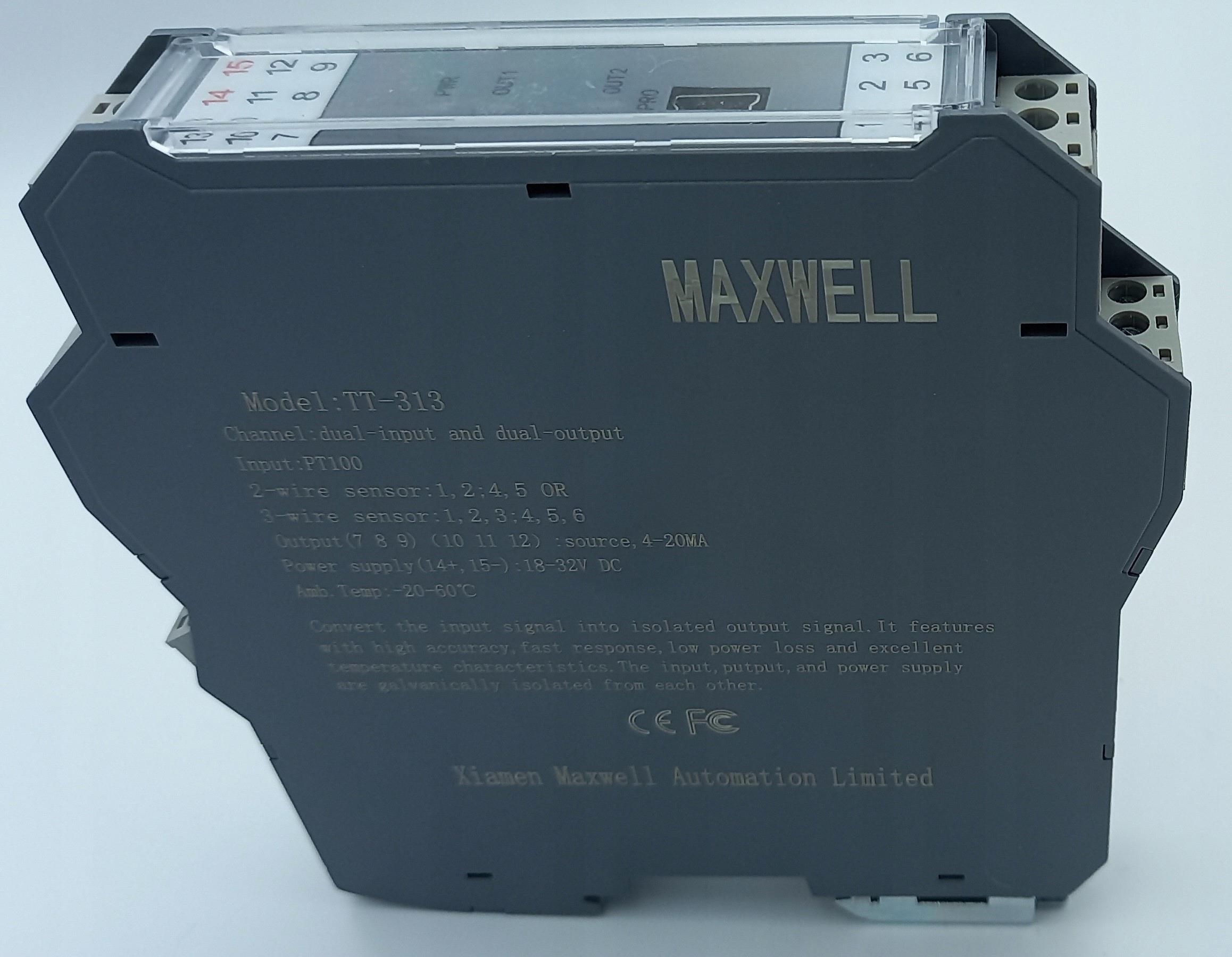 Maxwell Automation Przetwornik Temperatury 2X Pt100 4-20Ma Izol.Din35 ...