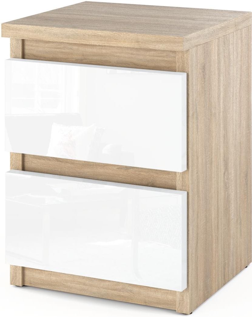 Stiv-Meble Komoda Nocna Stolik Dąb Sonoma Biała Połysk - Opinie i atrakcyjne ceny na Ceneo.pl