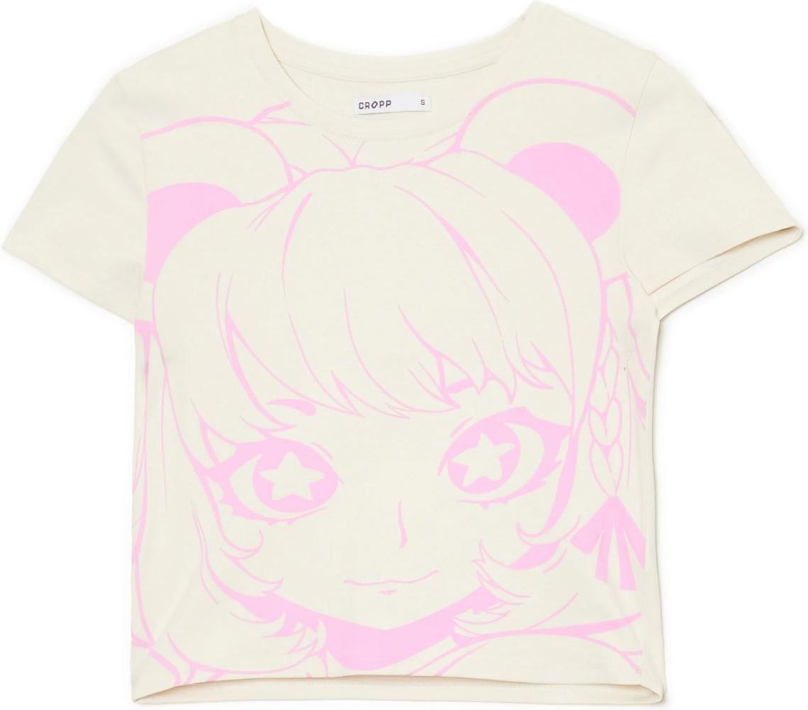 Cropp - Kremowa koszulka z nadrukiem anime - Kremowy - Ceny i opinie ...