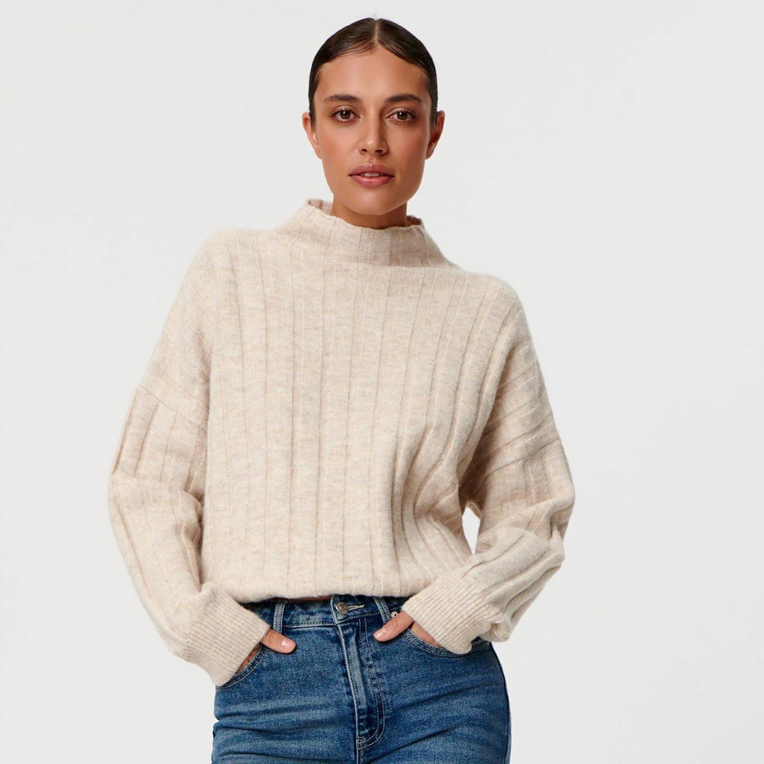 Sinsay - Sweter w prążki - Beżowy - Ceny i opinie - Ceneo.pl