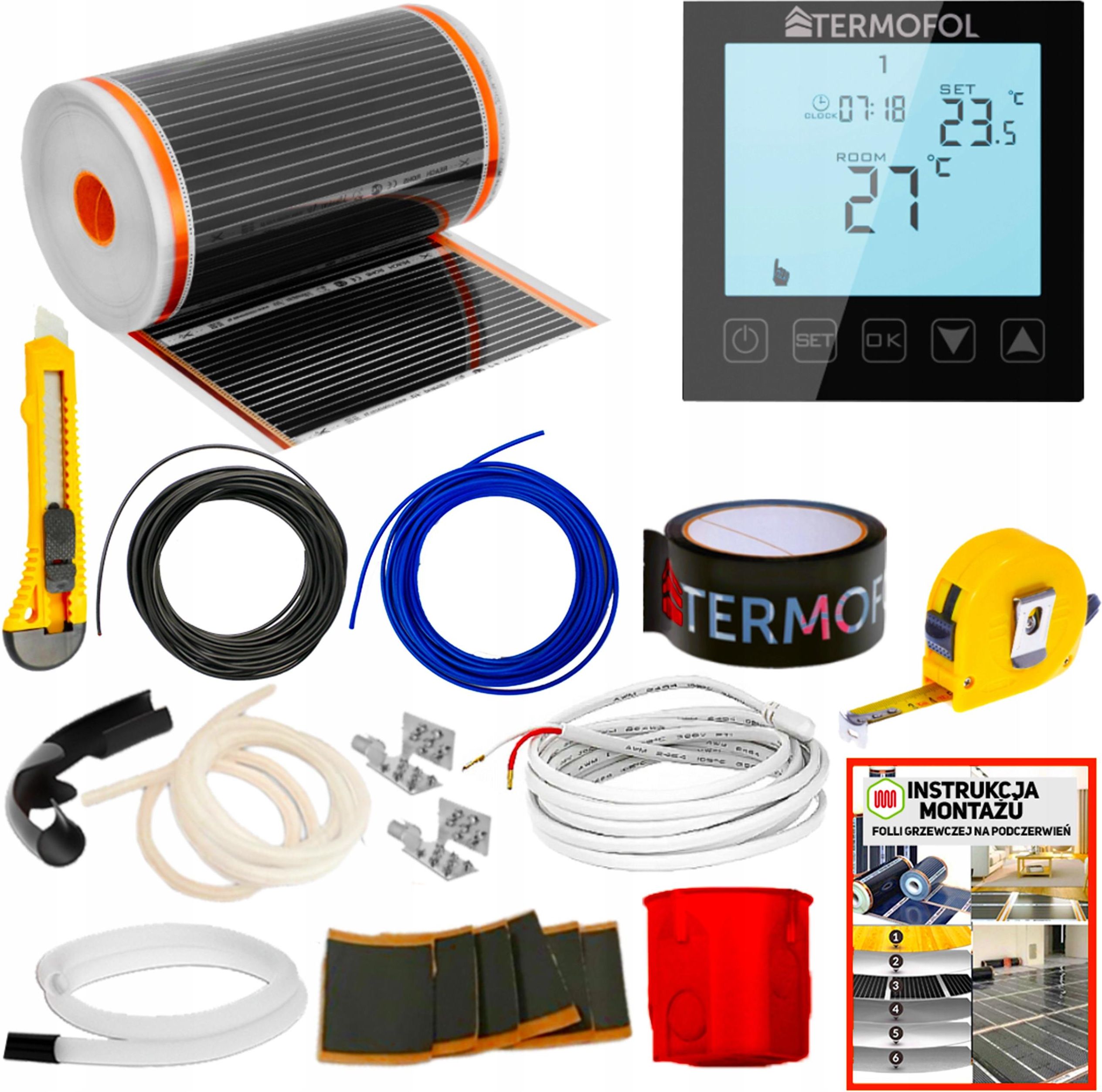 Ogrzewanie podłogowe Vendacenter Zestaw Folia Mata Grzewcza Pod Panele 80W/m2 8m2 ZFGH1C8 ...