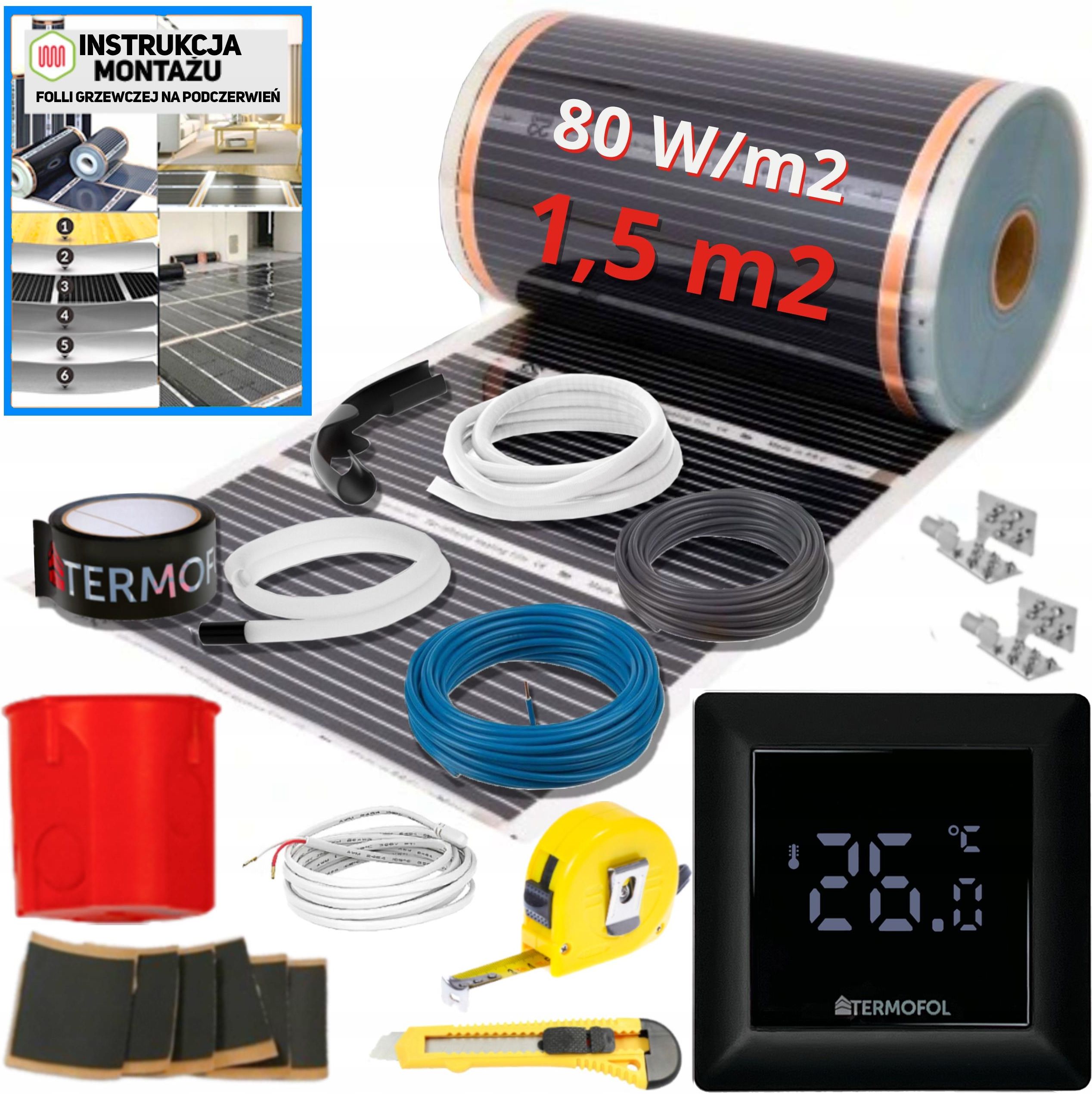 Ogrzewanie podłogowe Vendacenter Ogrzewanie Folia Grzewcza Pod Panel Podłogowy1,5m2 ZEST8015H6C ...