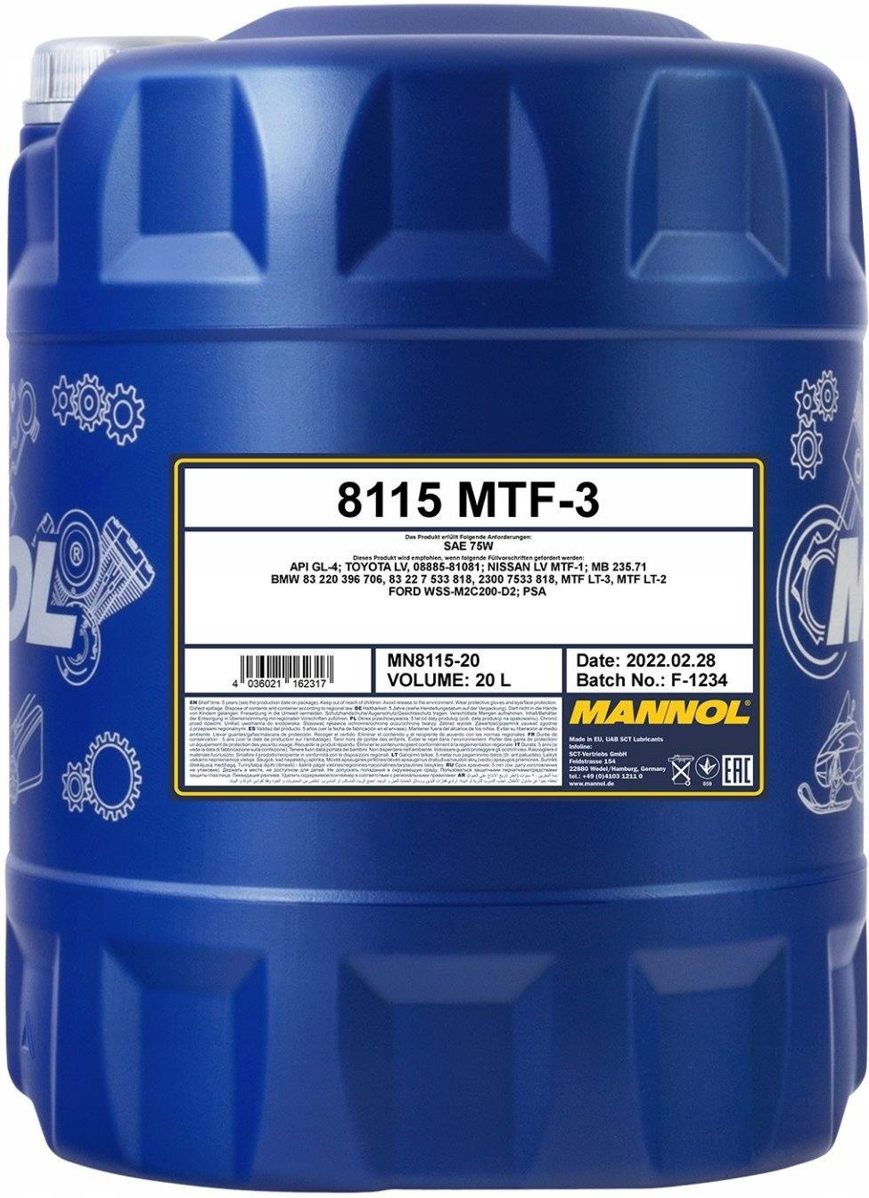 Sct Germany Olej Przekładniowy Mannol Mtf 3 75W Oem 20L - Opinie i ceny ...
