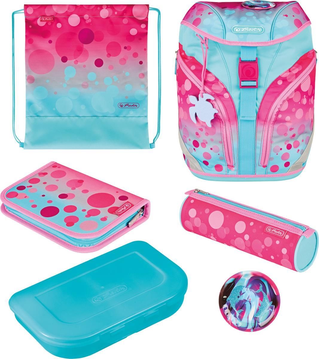 Herlitz Softlight Plus Greenline Pink Bubbles School Bag Pink Light ...