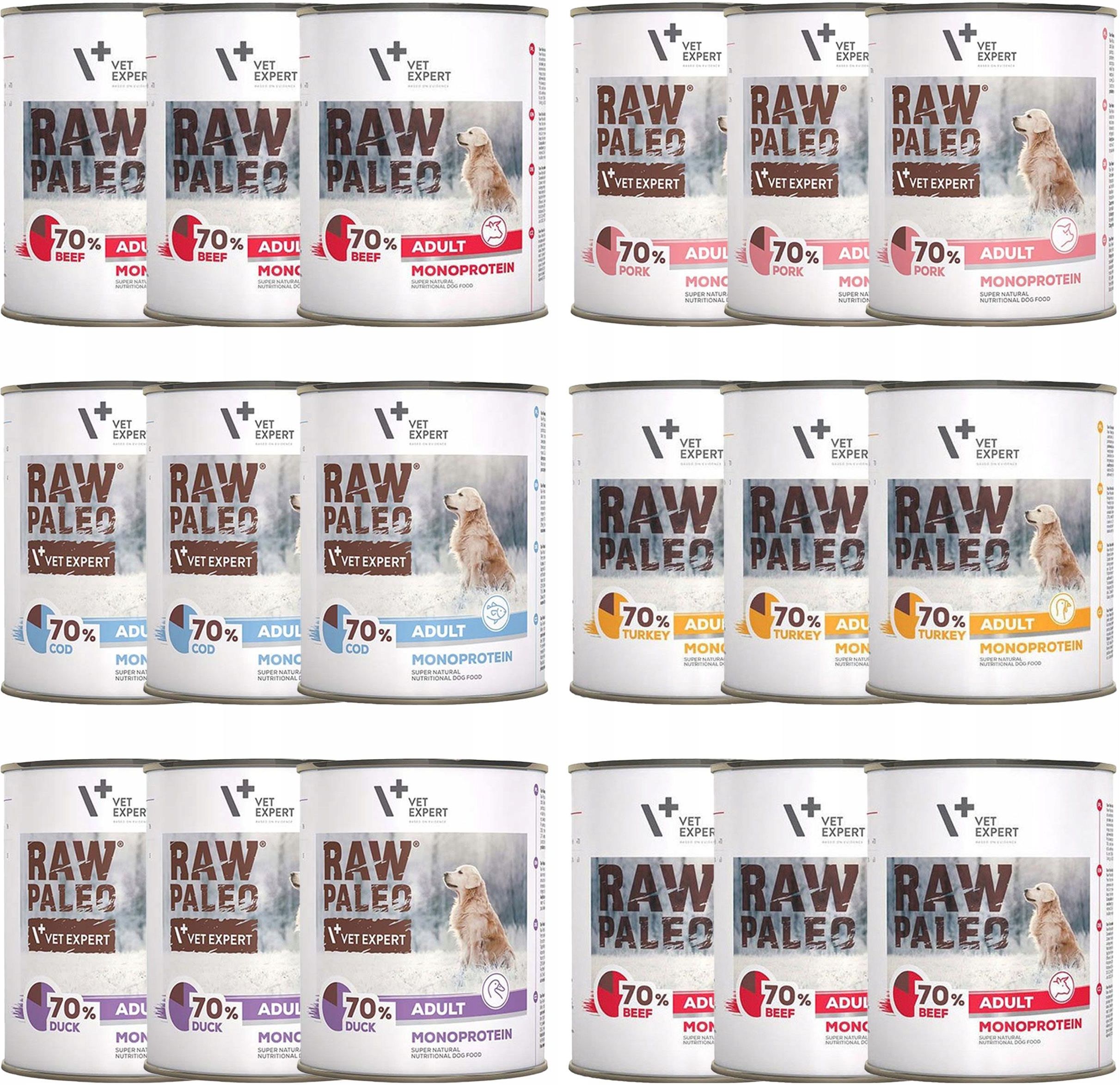 Karma Vet Expert Raw Paleo Mono Karma Mokra Psa Mix Smaków 18X800G ...