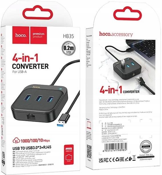 Hoco Adapter Hub 4W1 Usb Do Usb3 0*3 Rj45 Gigabit - Adaptery - Opinie i ...