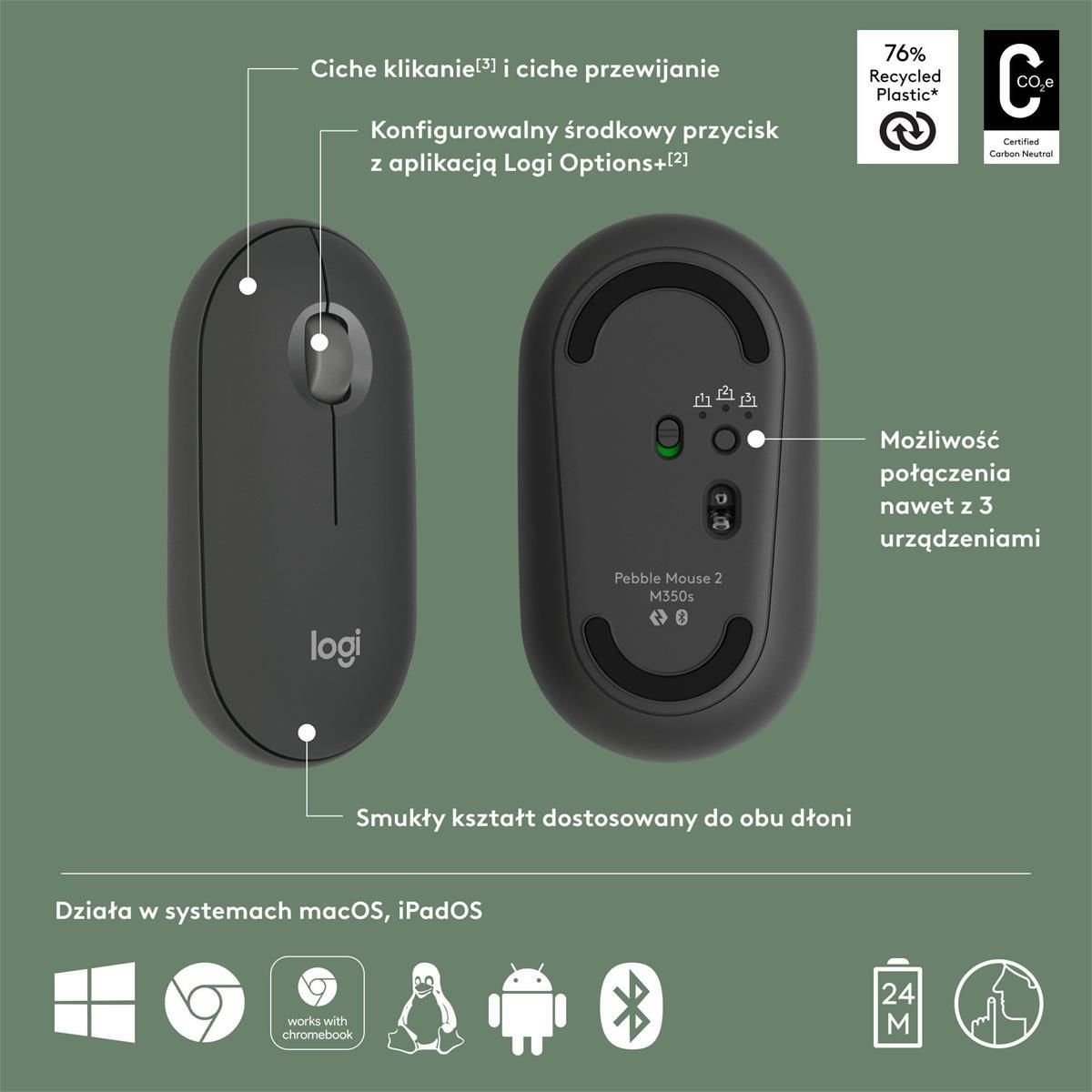 Mysz Logitech Pebble Mouse 2 M350s Czarny (910007015) - Opinie i ceny ...