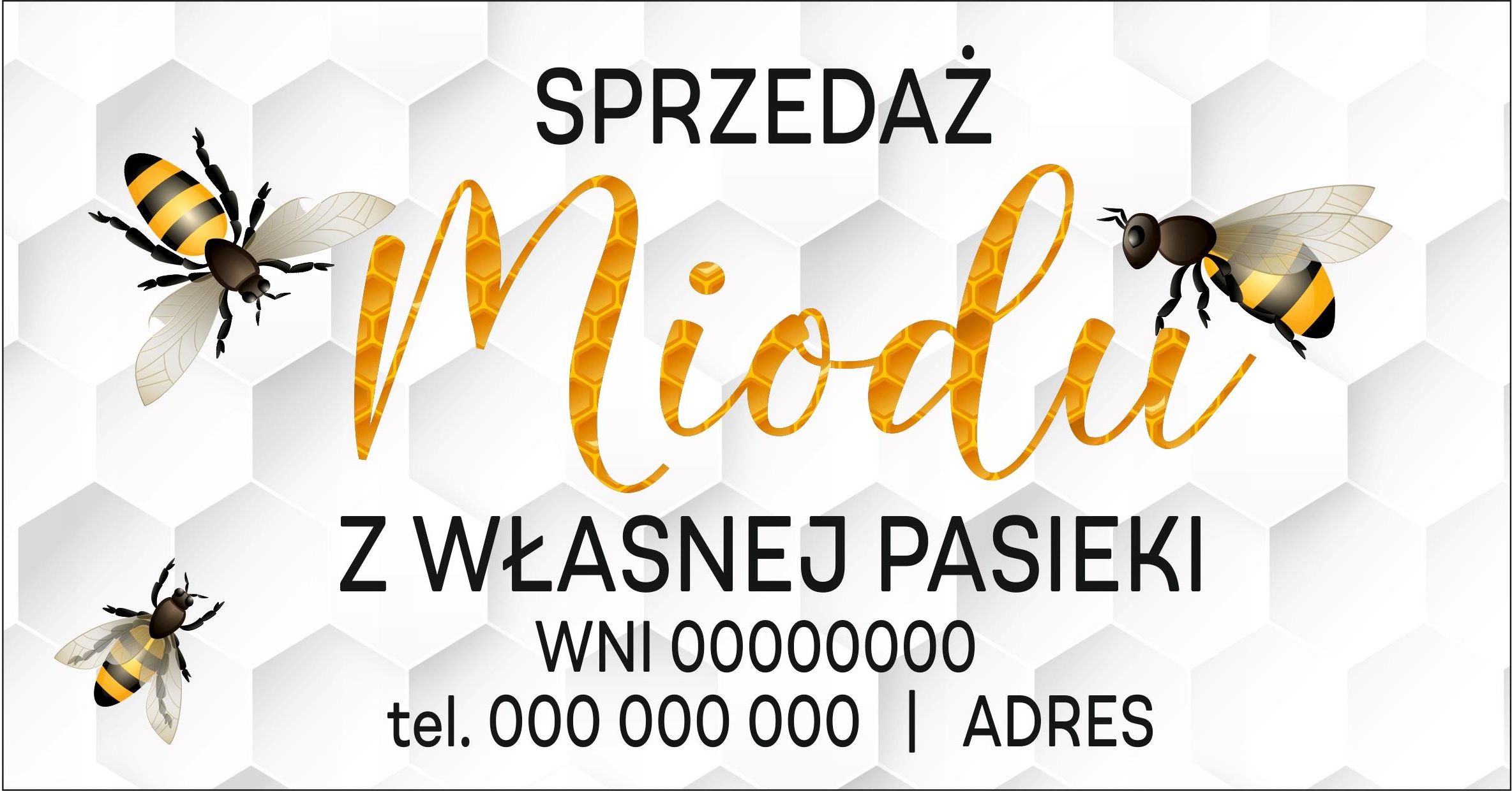 Baner Reklamowy projekt 200x100 cm Sprzedaż Miodu - Ceny i opinie ...