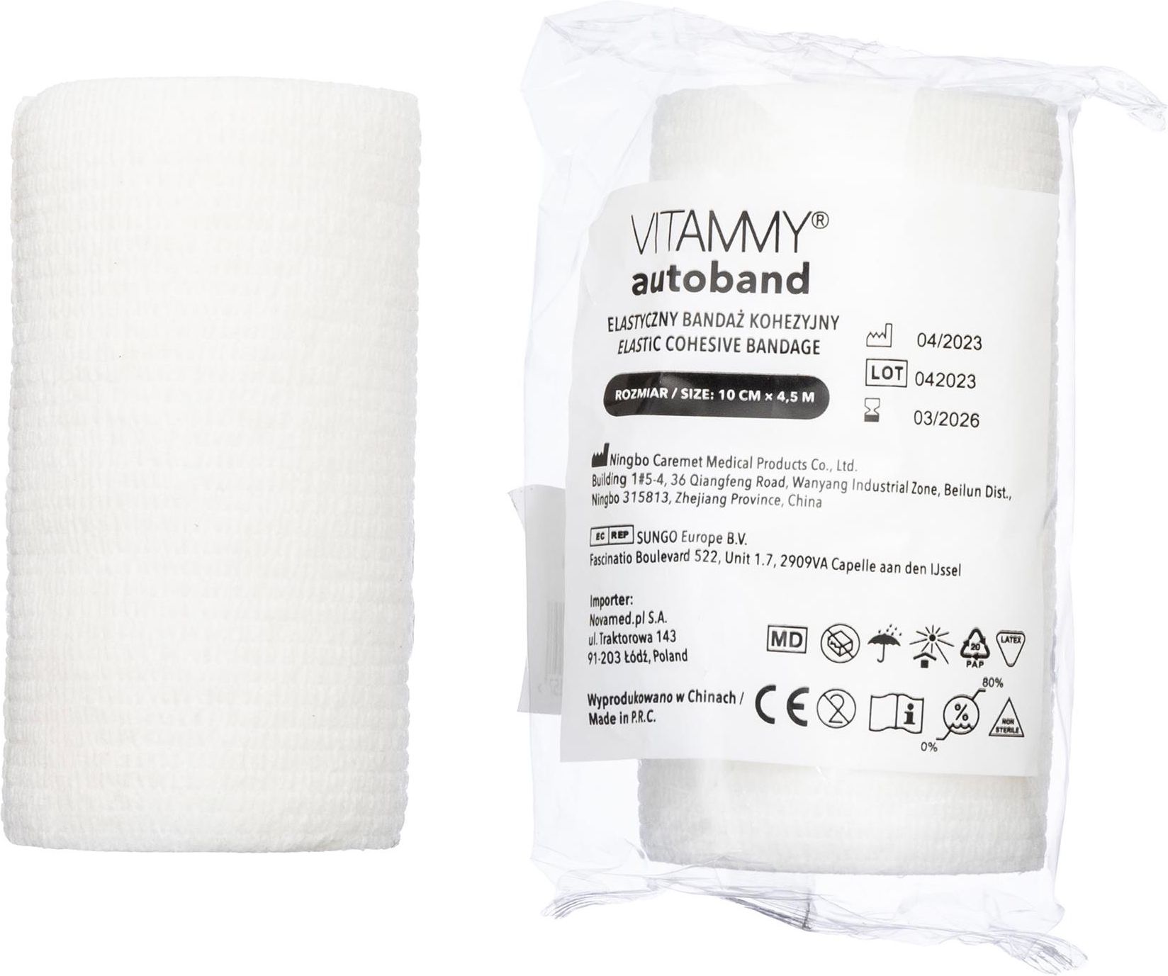 Vitammy Elastyczny Bandaż Kohezyjny Autoband Kolor Biały 10Cm X 450Cm ...