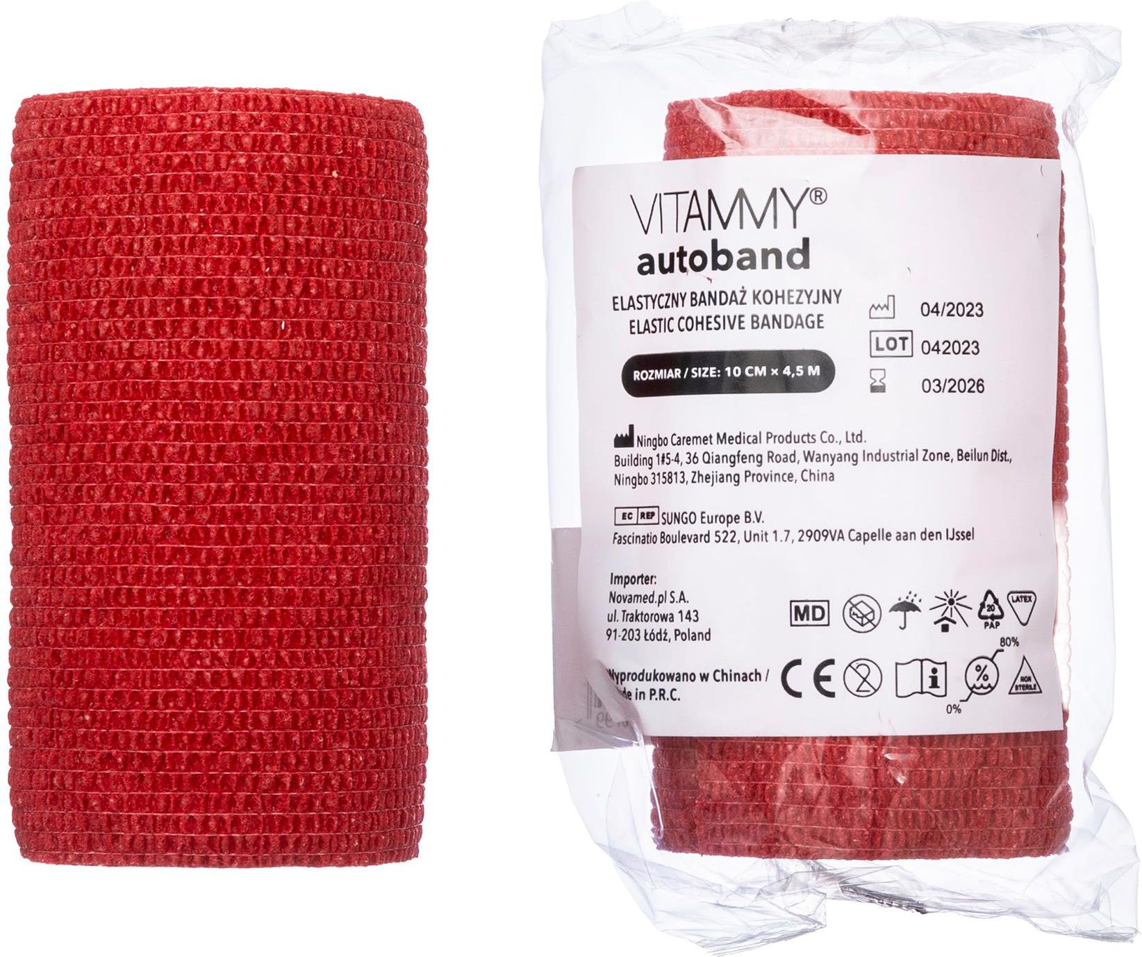 Vitammy Elastyczny Bandaż Kohezyjny Autoband Kolor Czerwony 10Cm X ...