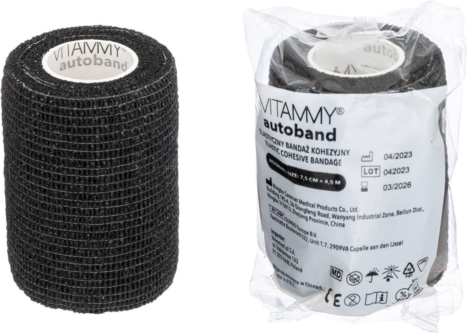 Vitammy Elastyczny Bandaż Kohezyjny Autoband Kolor Czarny 7,5Cm X 450Cm ...