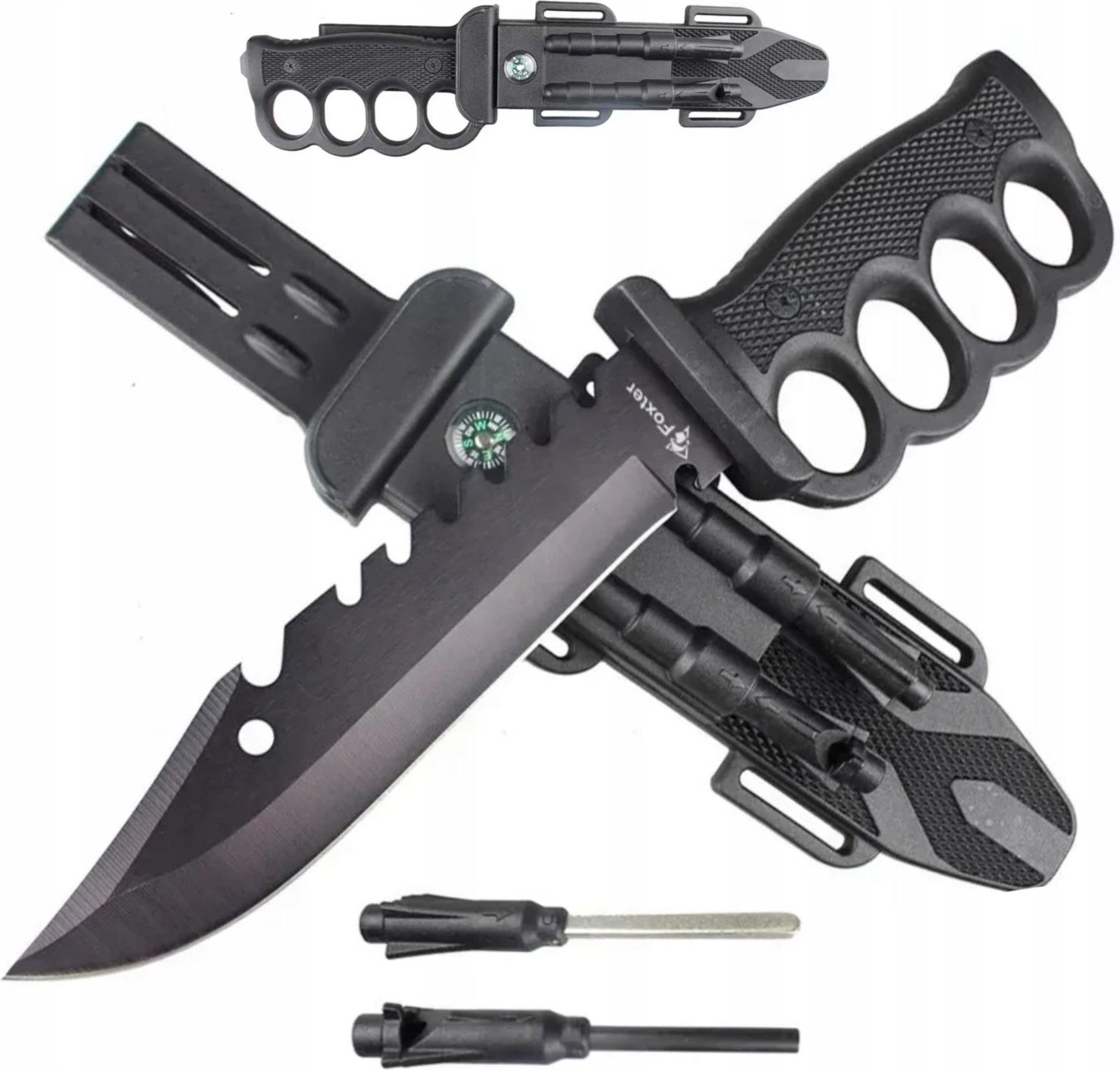 Foxter Nóż Taktyczny Wojskowy Krzesiwo Kastet 33Cm - Ceny i opinie ...