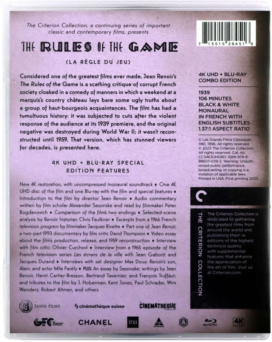 Film Blu-ray The Rules of the Game (Reguły gry) (Blu-Ray 4K)+(Blu-Ray ...