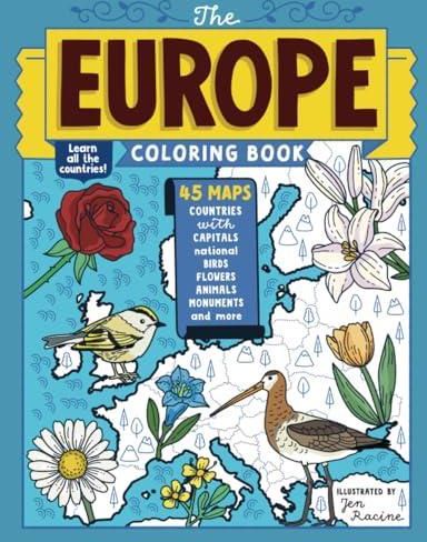 The Europe Coloring Book: 45 Maps with Capitals and National Symbols ...