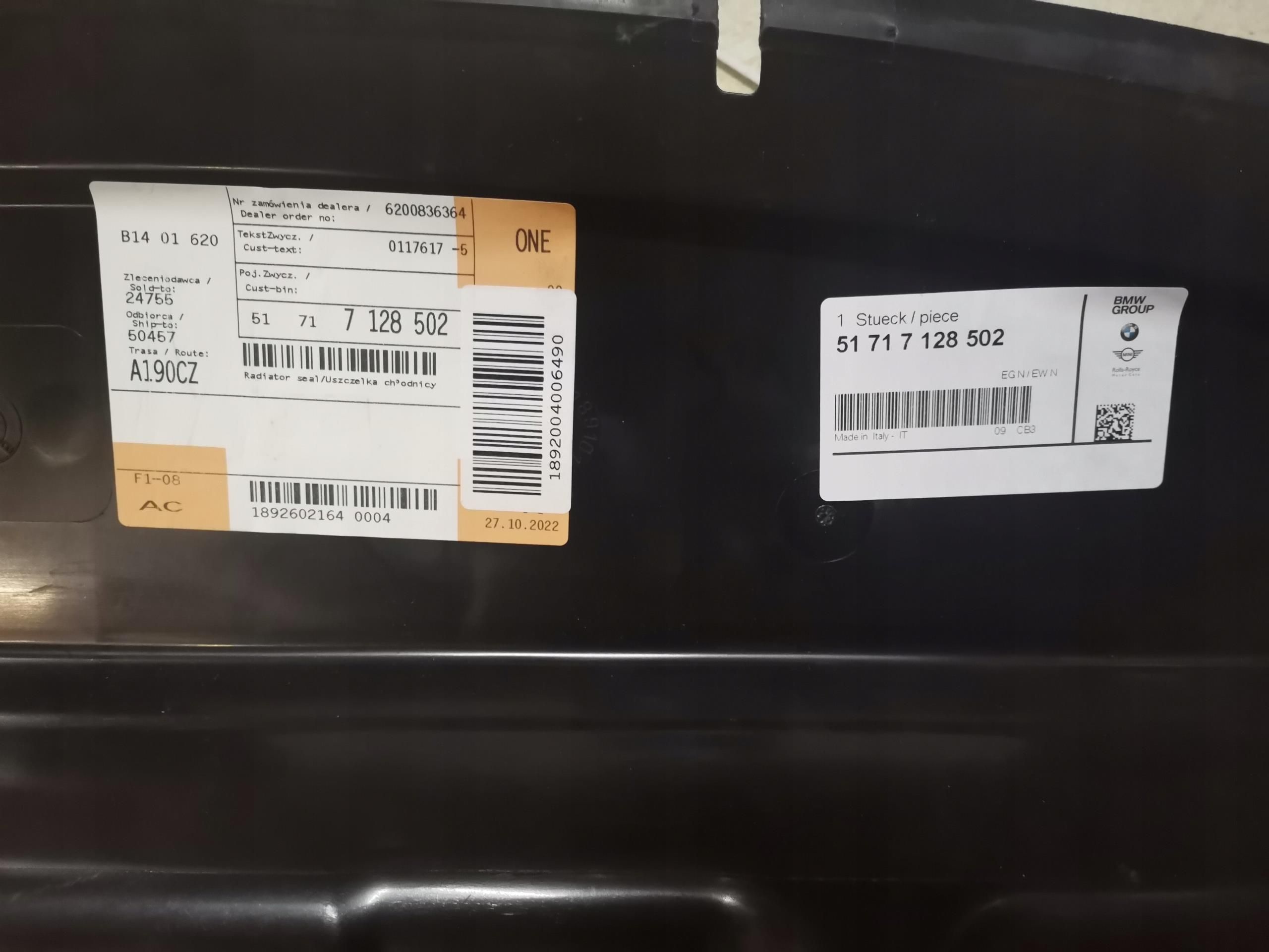 Bmw Oe 51717128502 Osłona Uszczelka Chłodnicy - Opinie i ceny na Ceneo.pl