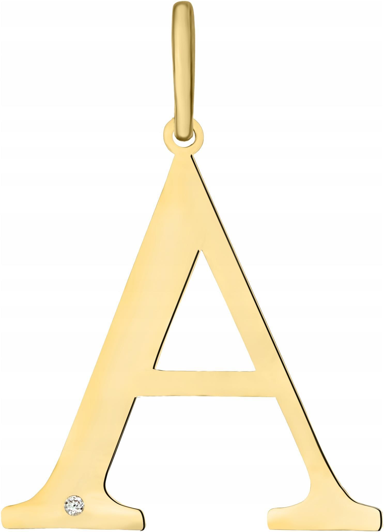 Złocisto Złota Zawieszka Duża Literka A Brylant Grawer 585 - Ceny i ...