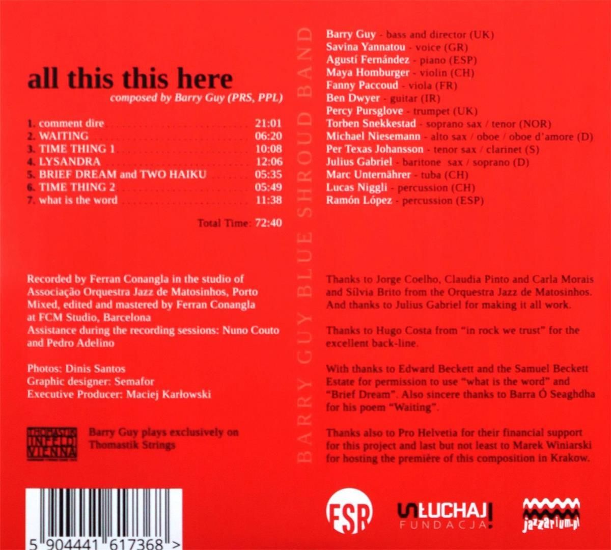 Płyta kompaktowa Barry Guy, Blue Shroud Band - All This This Here (CD ...