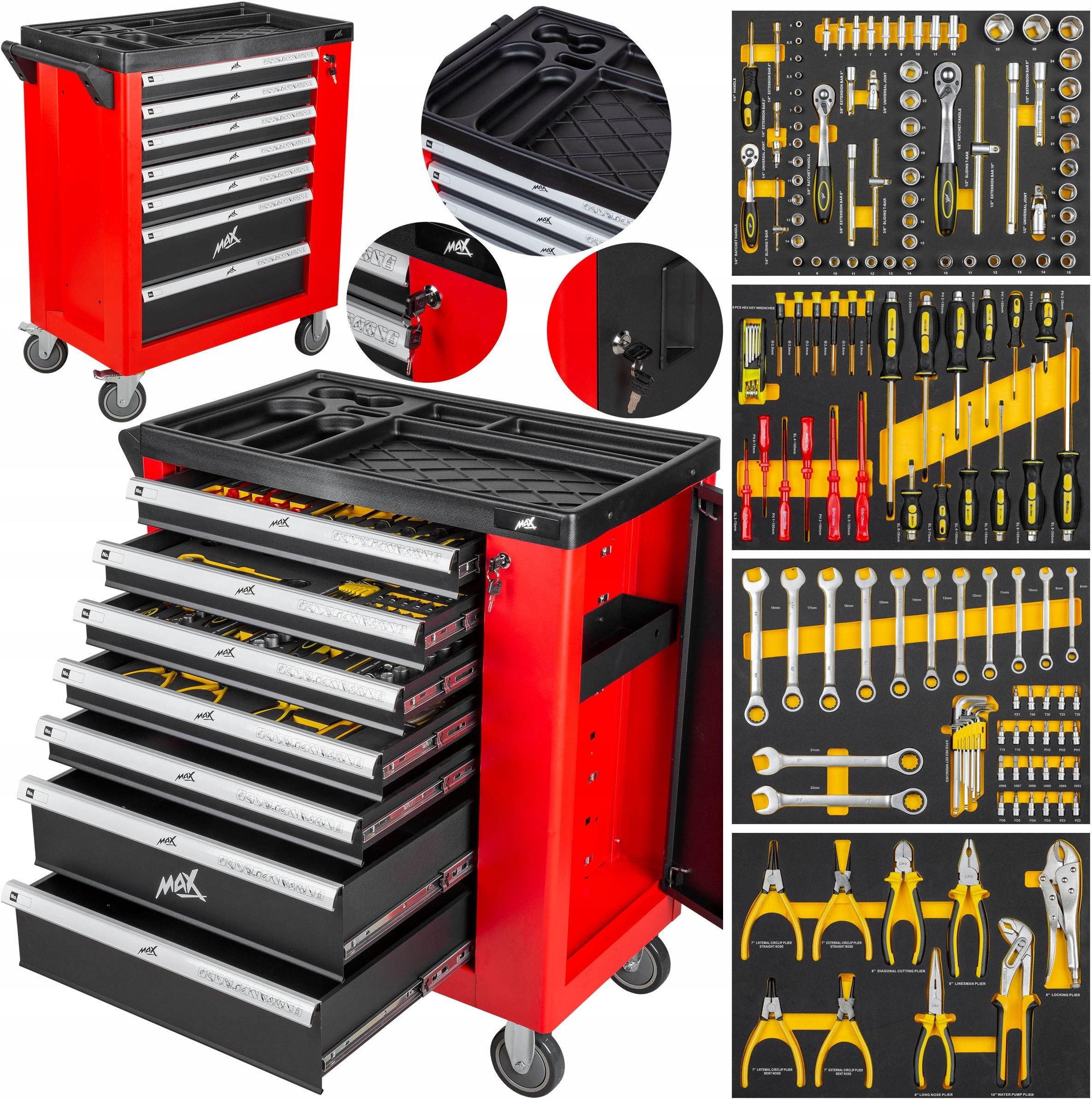 Wózek narzędziowy Max Wózek Warsztatowy Szafka Narz. Wyposażenie 156El. 2560 - Opinie i ceny na ...