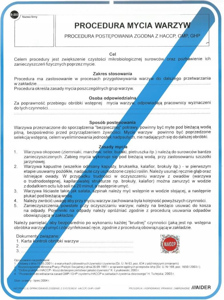 Tablica Procedura Mycia Warzyw Haccp Gmp Ghp 30x40 - Ceny i opinie ...