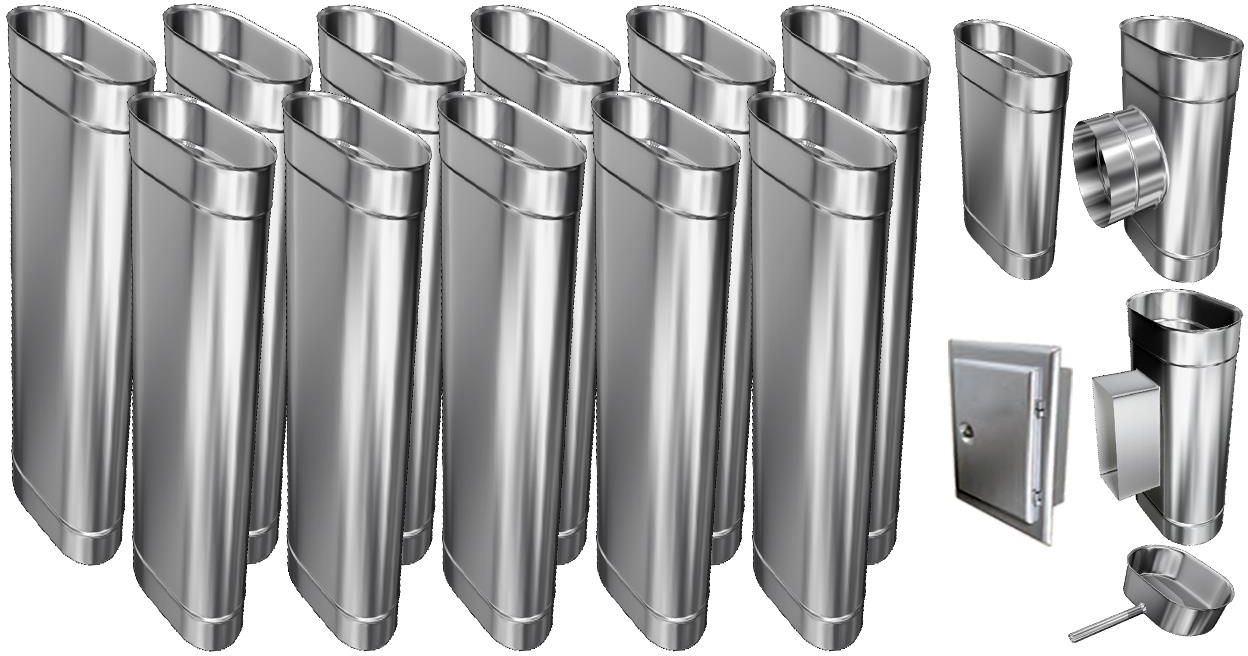 System kominkowy Tk Pakiet 12 M Komin Owalny 140X240 Żaroodporny 1mm - Opinie i ceny na Ceneo.pl