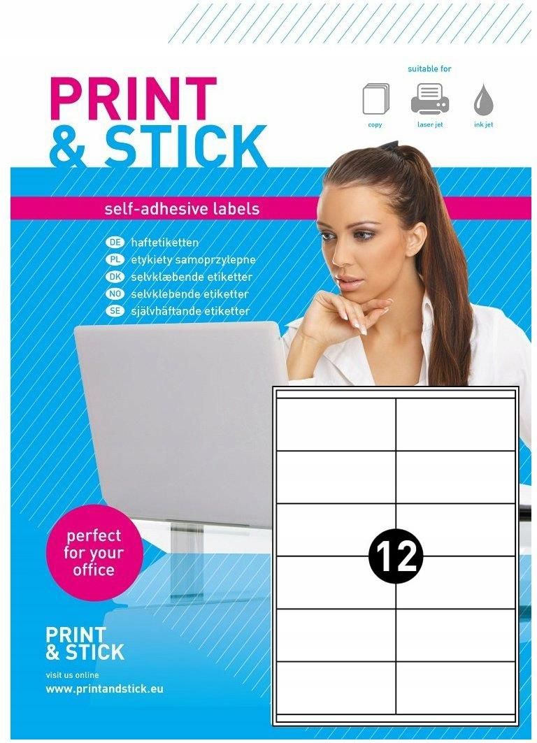 Print&Stick Arkusze A4 12X 105X48Mm 100 Arkuszy - Ceny i opinie - Ceneo.pl