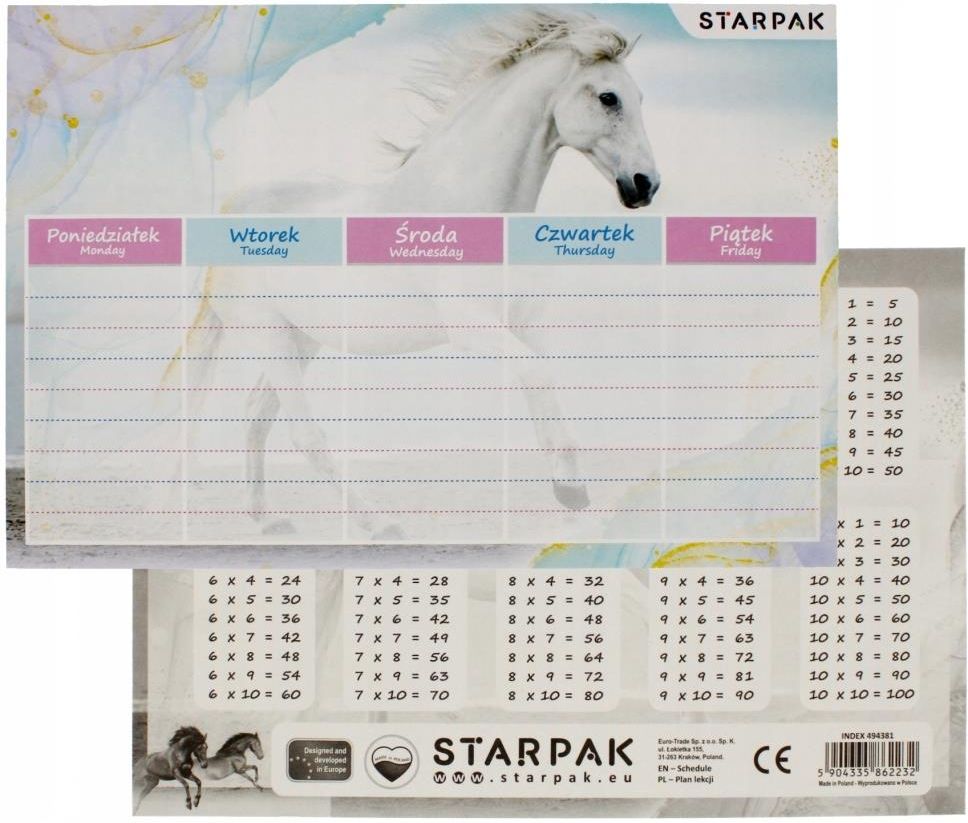 Starpak Plan Lekcji Tabliczka Mnożenia A5 Horses - Ceny i opinie - Ceneo.pl