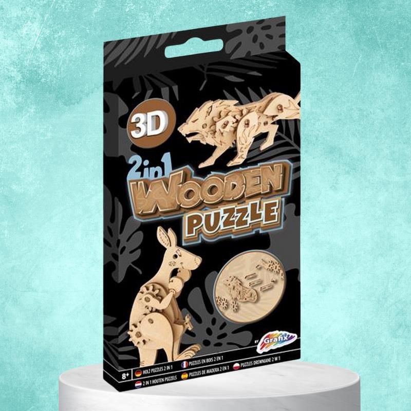 Grafix Puzzle Drewniane 3D Zestaw Lew I Kangur - Ceny i opinie - Ceneo.pl