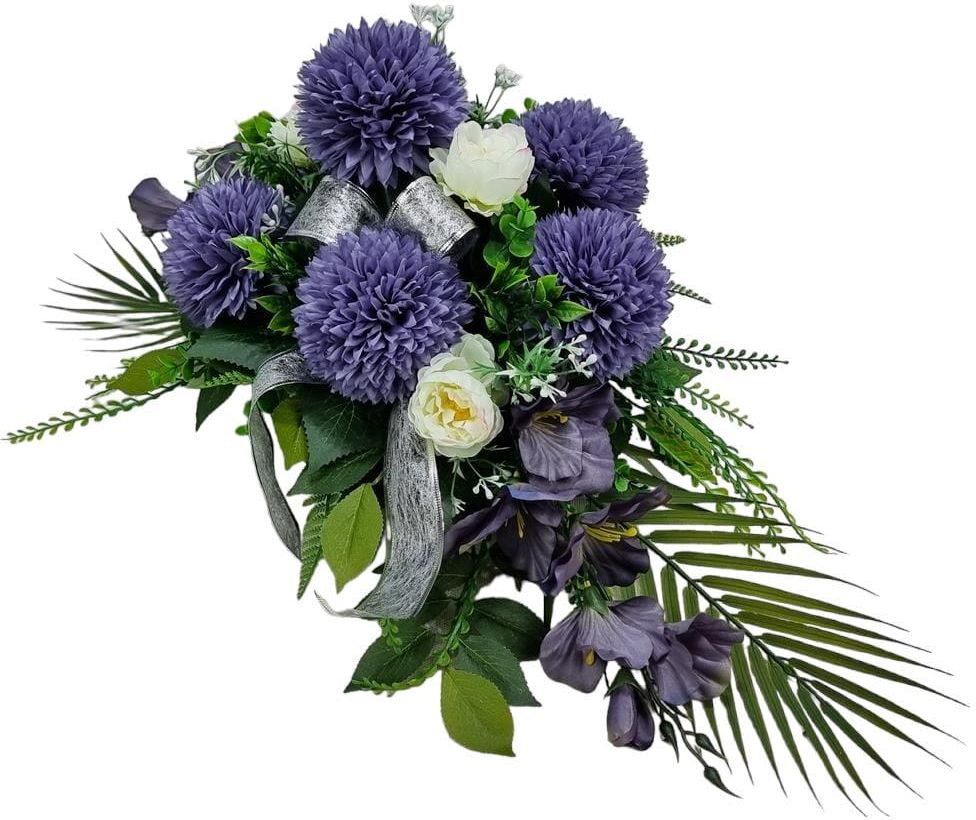 CHRYZANTEMY fiolet grafit (1523.1) KOMPLET stroik + bukiet WE WKŁADZIE ...