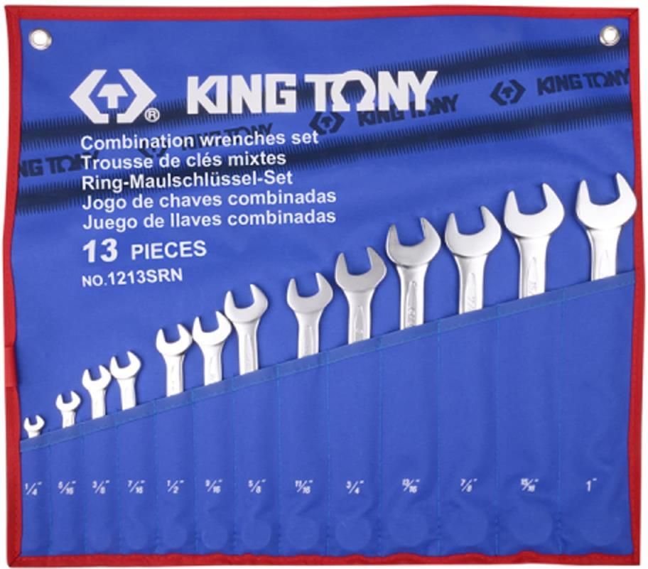 King Tony Zestaw Kluczy Płasko-Oczkowych Calowych 1/4 - 1 13Cz. Etui ...