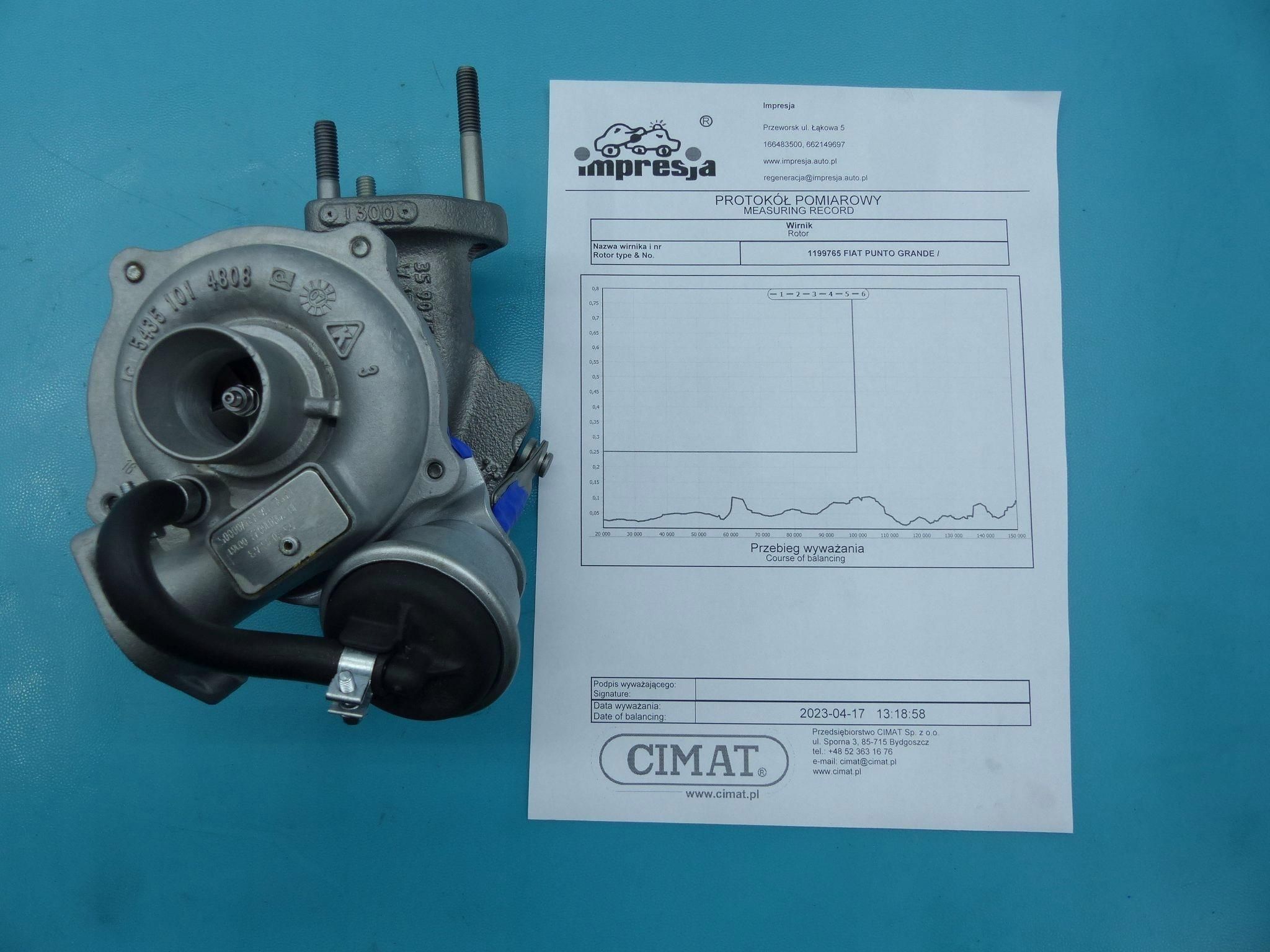 Turbosprężarka Turbosprężarka Fiat Punto 54359700005 73501343 1.3 ...