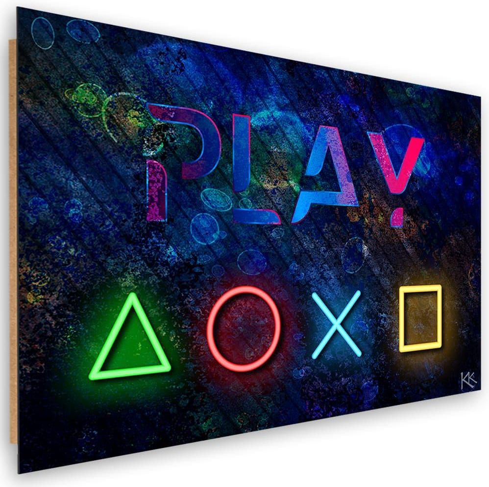 Feeby Obraz Deco Panel Przyciski Do Kontrolera I Napis Play 120x80 ...
