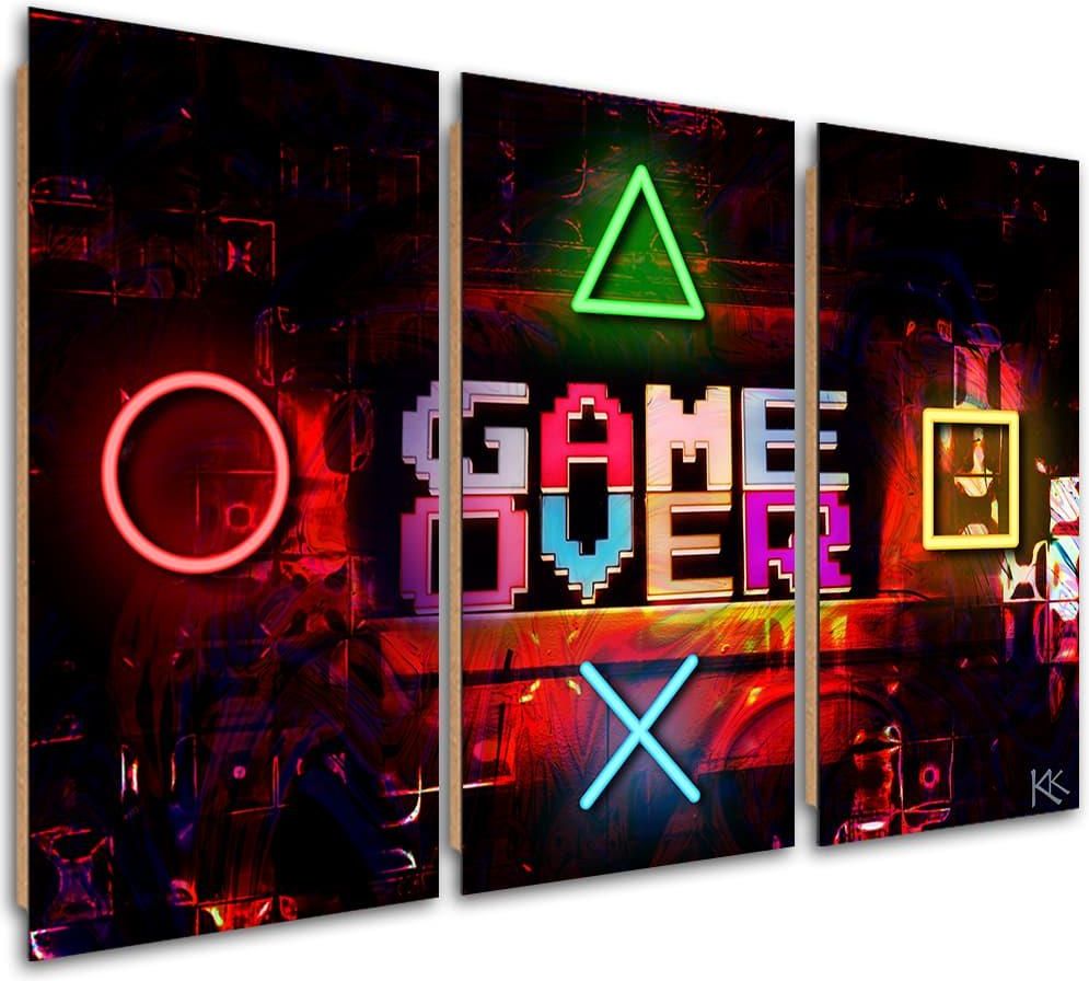 Feeby Obraz Trzyczęściowy Deco Panel Napis Game Over Dla Gracza 120x80 ...