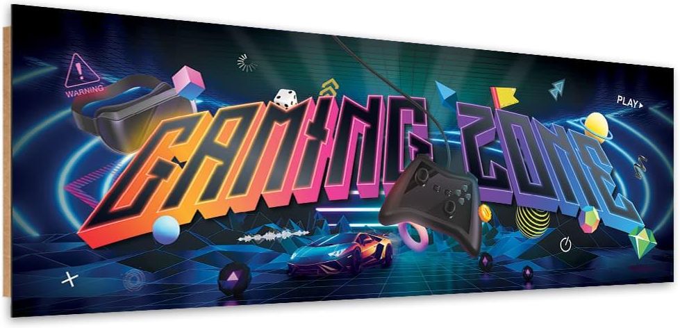Feeby Obraz Deco Panel Napis Gaming Zone 120x40 1494128 - Opinie i ...
