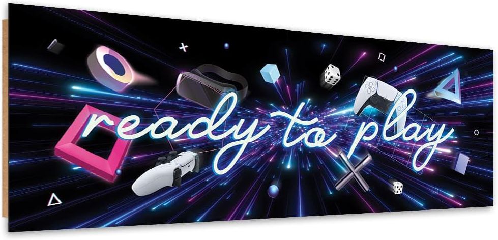 Feeby Obraz Deco Panel Napis Ready To Play 90x30 1494226 - Opinie i ...