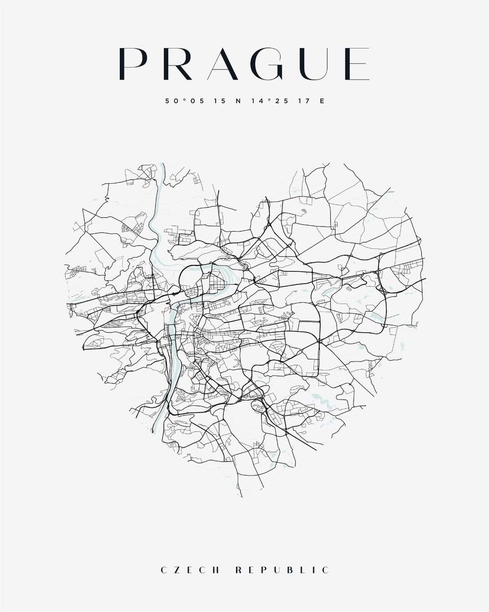 Mpink Plakat Mapa Miasta Praga Serce 24x30 Cm 22761 - Opinie i ...
