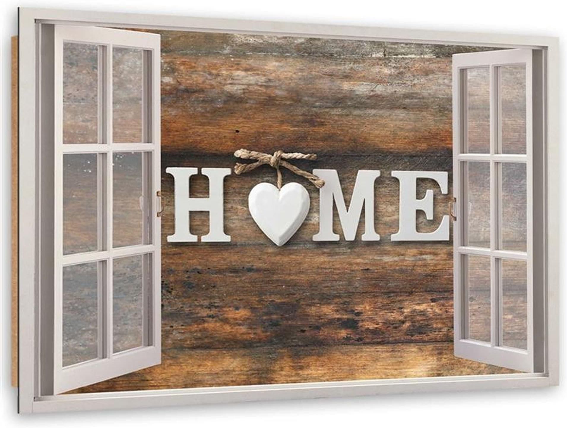 Feeby Obraz Deco Panel Napis Home Na Ciemnym Drewnie W Oknie 120x80 ...