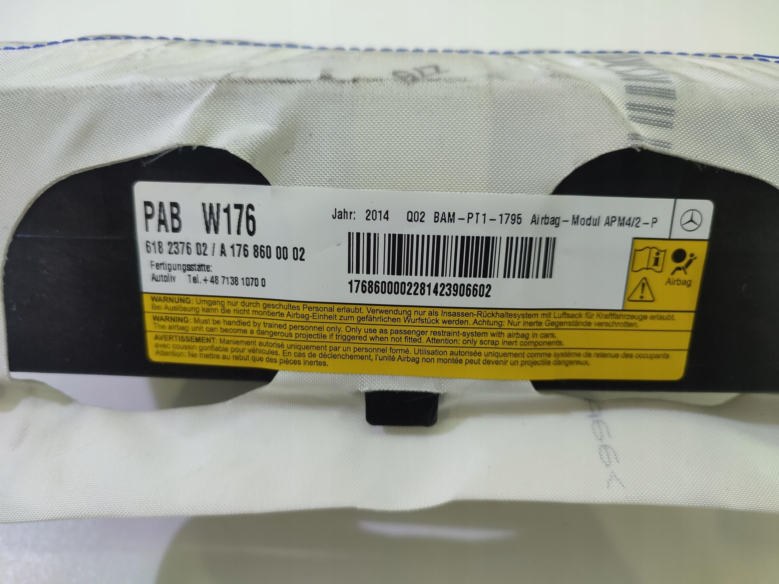 Mercedes Benz Oe Mercedes W176 Poduszka Airbag Pasażera A1768600002 ...