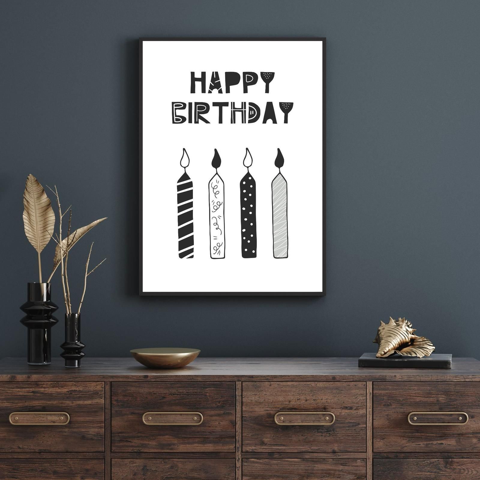 Mpink Plakat Urodzinowy Happy Birthday 30X40 Cm + Ramka Żółta - Opinie ...