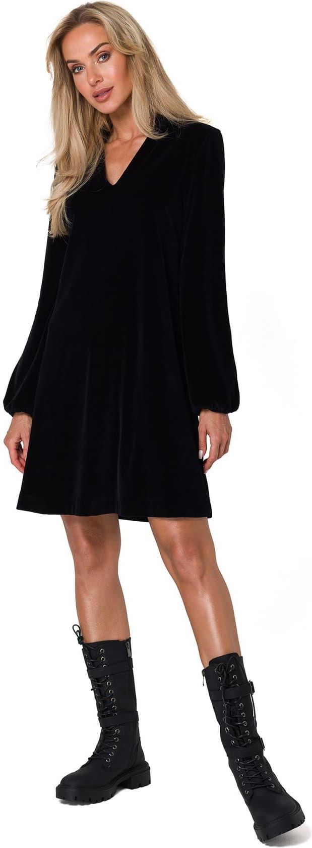 M767 Sukienka z dekoltem V - czarna (kolor czarny, rozmiar XL) - Ceny i ...