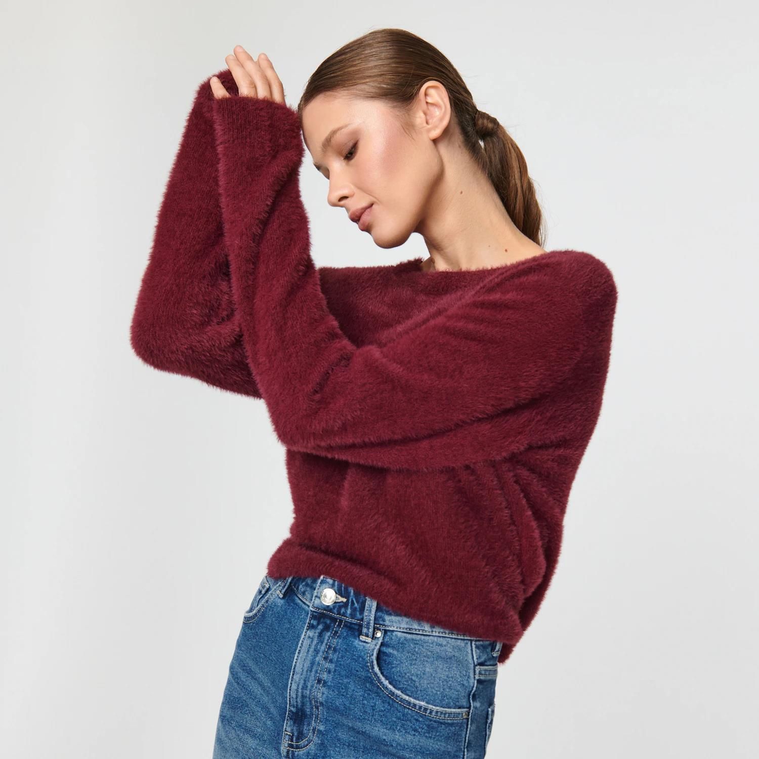 Sinsay - Sweter z miękkiej dzianiny - Bordowy - Ceny i opinie - Ceneo.pl