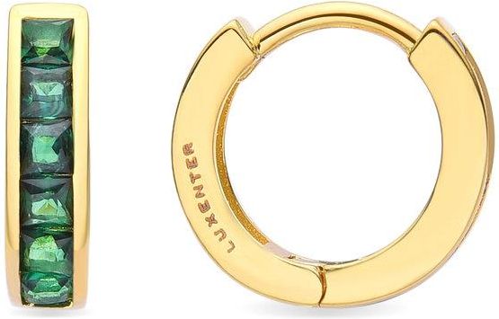 Luxenter Kolczyki Wudya w szmaragdowej cyrkonii, wykończone 18 ...