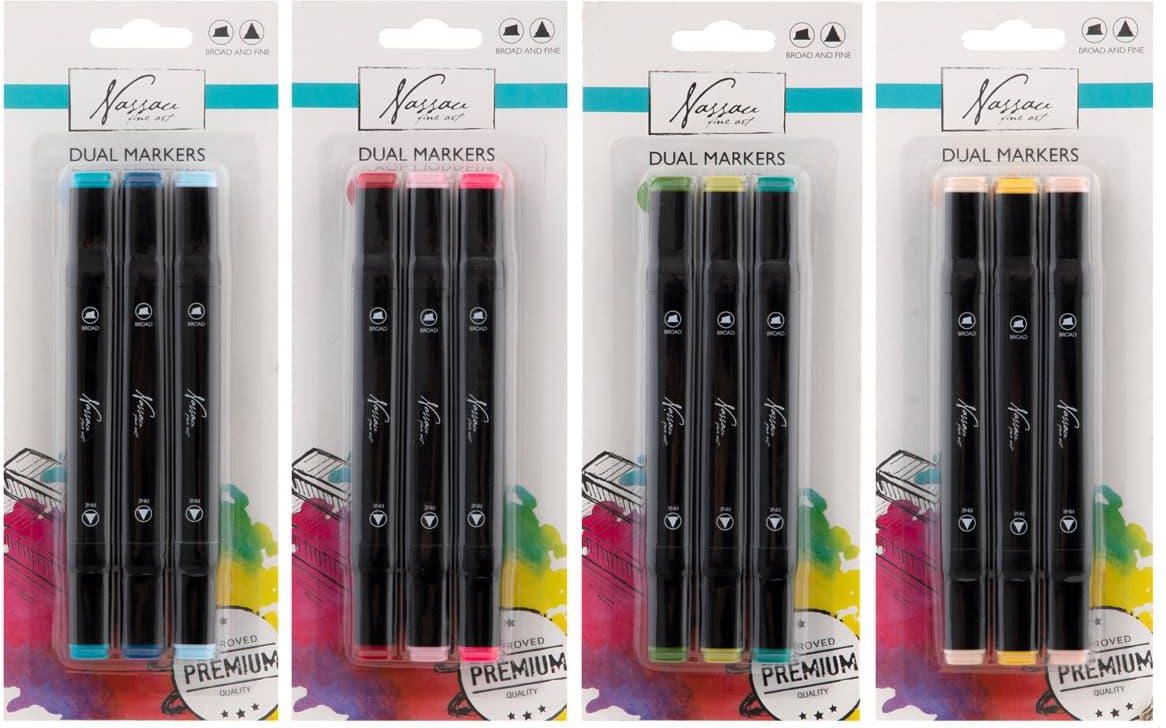 Grafix Markery, Podwójna Końcówka, 3 Sztuki W Zestawie, Mix 4szt ...