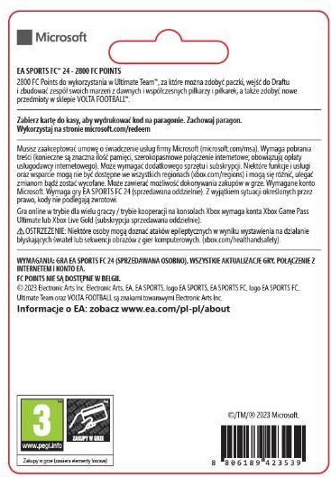 EA Sports FC 24 - 2800 FC Points (Xbox) - Karta Pre-paid / Podarunkowa ...
