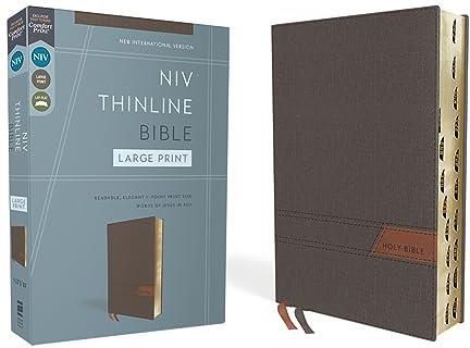 Niv, Thinline Bible, Large Print, Cloth Flexcover, Gray, Red Letter ...
