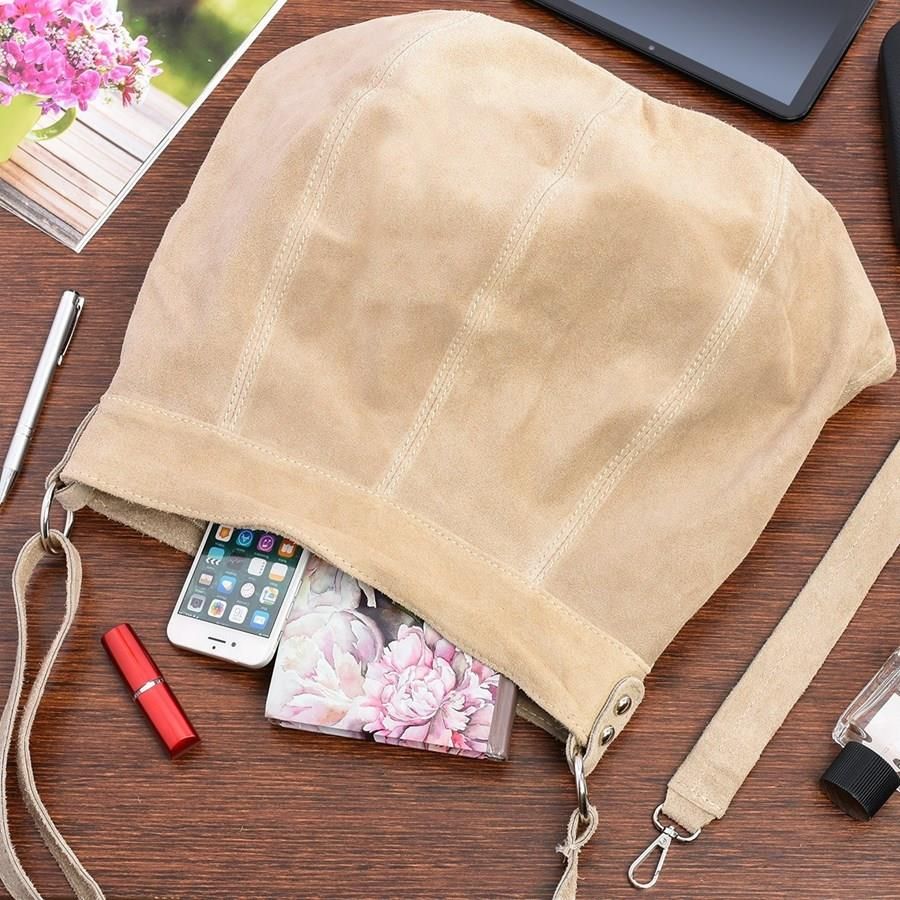 Worek skórzany VERA PELLE zamszowy ecru K49 - Ceny i opinie - Ceneo.pl