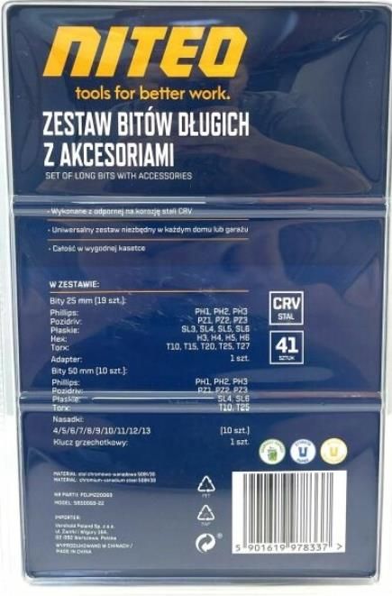 Niteo Tools Zestaw Bitów Długich Z Akcesoriami Niteo 41szt. SBS006922 ...