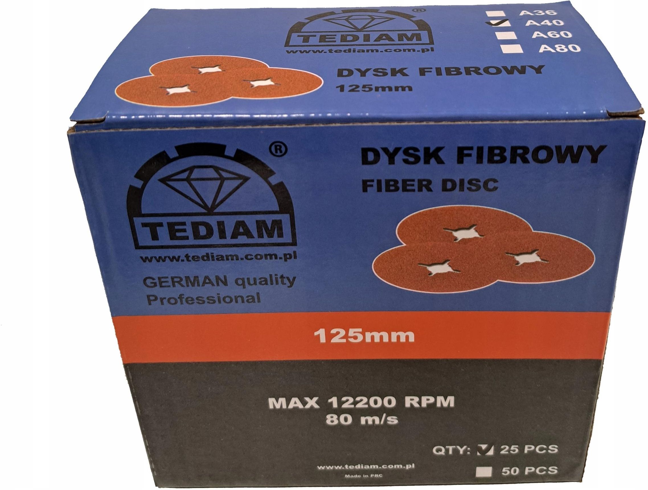 Tarcza tnąca Tediam krążki fibrowe dysk fibrowy fibra 125mm A40 ...
