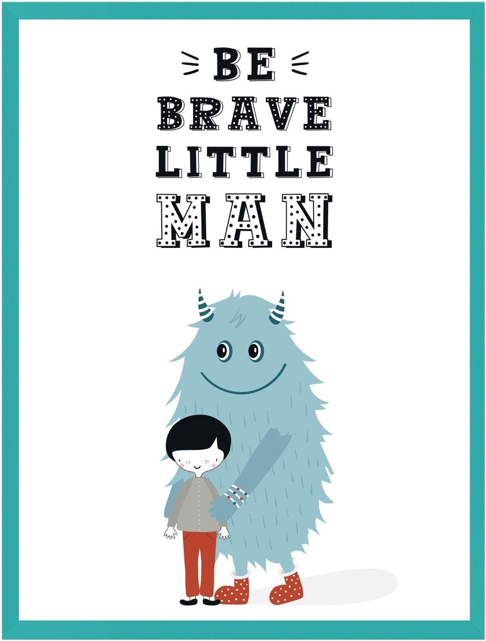 Plakat Dziecięce Be Brave Little Man_2 24X30 Cm + Ramka Turkusowe Morze ...